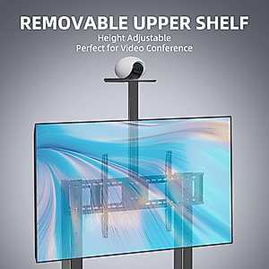 XINLEI Rolling TV Stand with Wheels Heavy Duty Mobile TV Cart for Most 40-100 Inch Flat/Curved Screens, Portable TV Floor Stand with Shelf Large Base, Max VESA 900x600, up to 330 lbs