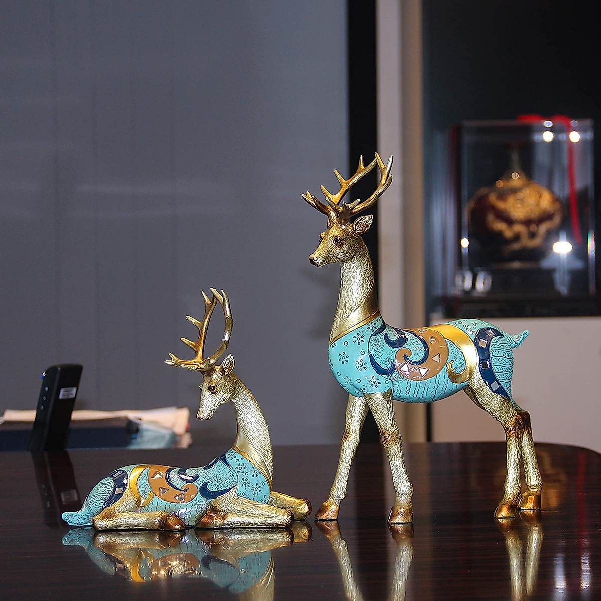 sugutee Large Deer Statue Home Decor, Deer Decor Home Decoration, Deer Figurines and Statues (Chinese)