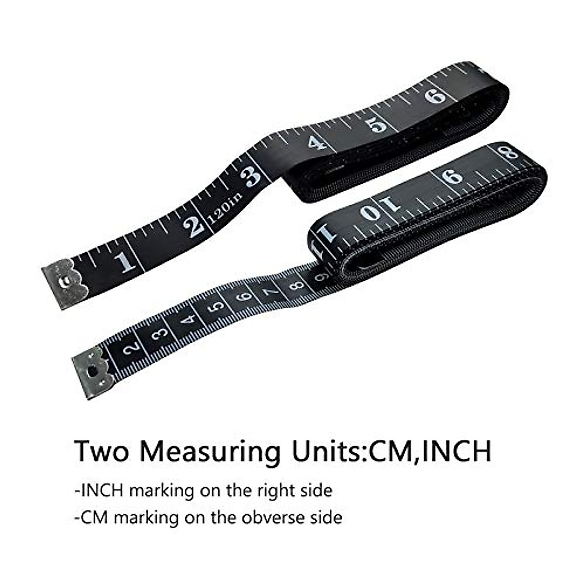 2 Pack Sewing Tape Measure120Inch/300cmDouble-Scale Soft Tape Measuring Body Weight Loss Medical Body  Measurement Sewing Tailor Cloth Ruler Dressmaker Flexible Ruler Tape Measure (Black)