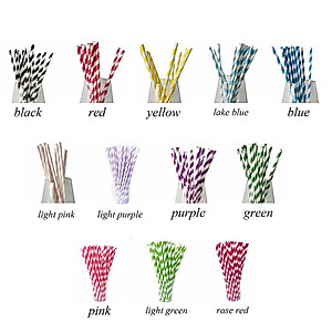 Disposable Straws Eco Friendly Drinking Accessories Natural Paper Material Colorful Stripe Pattern Party Supply(multicolor)
