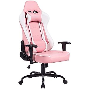 Blue Whale Massage Gaming Chair for Adults, 350LBS Office Chair with Retractable Footrest, Adjustable Armrest, Classic PU Leather Big and Tall Ergonomic Computer Chair