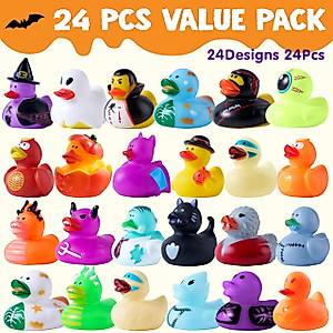 JOYIN 24 PCS Halloween Rubber Ducks, Halloween Ducks Toys for Trick or Treating Goodie Bag Fillers, Bathtub Toys Duckies for Halloween Party Favors Decorations, School Classroom Game Prizes