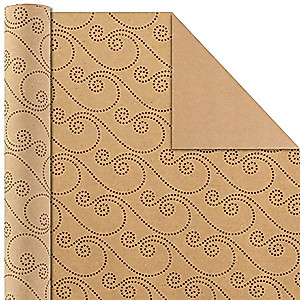 Hallmark Wrapping Paper Bundle - Kraft Brown with Red, Blue, White, Black Designs (Pack of 4, 88 sq. ft. ttl.) for Christmas, Birthdays, Father's Day, Kids Crafts, Care Packages, Handmade Banners