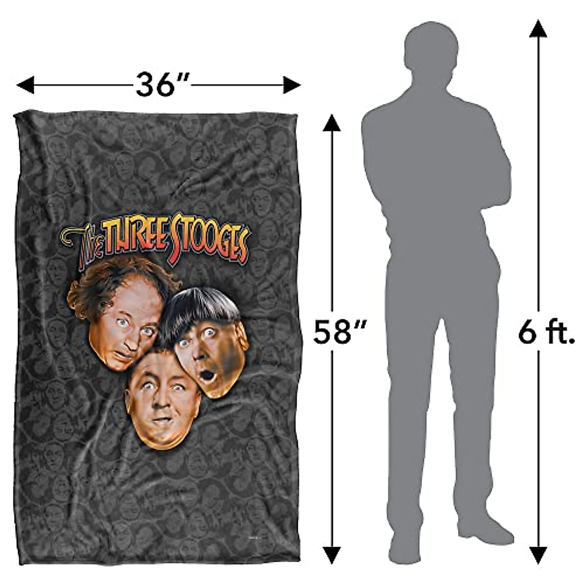 Trevco Three Stooges Stooges All Over Silky Touch Super Soft Throw Blanket 36" x 58"