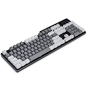 AK35I Wired Full-Size Mechanical Gaming Keyboard with Blue Switches, White-Grey Matching PBT Keycaps, Anti-Ghosting Multimedia Keys Roller, White Backlit, Programmable Macro, Aluminum Black