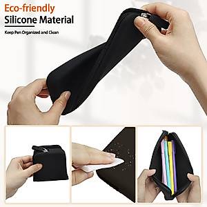 Silicone Pencil Case, Waterproof Silicone Cosmetic Bag, Pencil Bag, Multifunctional Pencil Case Aesthetic, Zipper Storage Bag (Black)