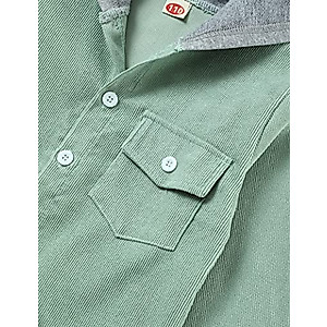 bilison Kids Toddler Boy Clothes Long Sleeve Corduroy Lapel Button Down Shirt Top Little Boys Shirts Light Green