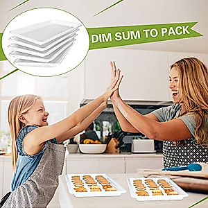 20 Pieces Rectangle Plastic Serving Trays Set 15 x 8 Inch White Rectangle Food Trays Decorative Catering Cookie Plastic Fast Food Trays Disposable Serving Platter for Party Buffet Wedding Parties