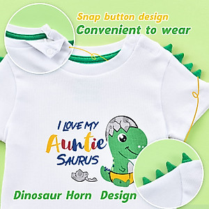 WAWSAM I Love My Auntie Bodysuit Newborn Dinosaur Romper Outfit Gift for Boys Girls Baby Infant Cotton Printed Saurus Short sleeve Onesies Dino Casual Summer Jumpsuit Gift