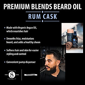 Suavecito Premium Blends Beard Oil - Leave-In Beard Conditioner For Softening Hair, Hydrating Skin, Eliminating Beard Dandruff, Healthy Beard Growth - Rum Cask Fragrance - 1 oz