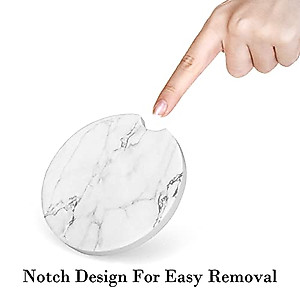 2 Pcs Absorbent Car Coasters Cute Ceramic Coasters Car Cup Holder Coasters Blank Non-Slip Cupholder Coaster White Stone Car Drink Coasters