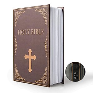 Diversion Book Safe Storage Box (9.5"×6"×2.2"), Dictionary Secret Safe Can with Security Combination Lock, Diversion Book Hidden Safe (Bible,Combination)