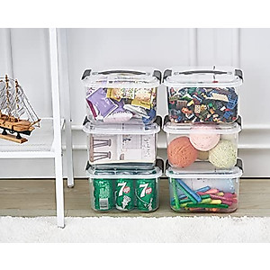 ZHENFAN 5.5 Qt Clear Storage Latch Box/Bin with Lids, 6-Pack Plastic Organize Bins with Handle