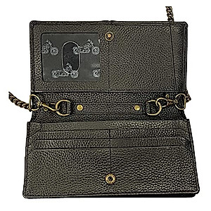 Harley-Davidson Women's Midnight Rider Leather Bi-Fold Clutch w/Strap - Black