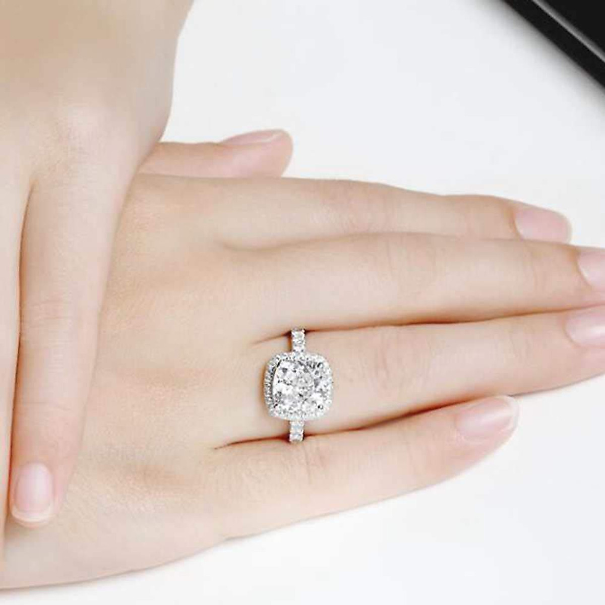 Jude Jewelers Platinum Plated 4 Carat Princess Cut CZ Simulated Diamond Wedding Engagement Proposal Ring (Silver, 7)