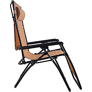 BTEXPERT CC5044BG-2 Zero Gravity Chair Lounge Outdoor Pool Patio Beach Yard Garden Sunshade Utility Tray Cup Holder Beige Two Case Pack (Set of 2 pcs), Piece, Tan with Canopy