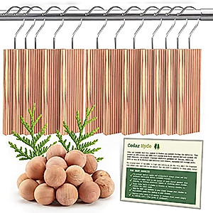 Cedar Hyde Cedar Blocks for Clothes Storage | Cedar Hang Ups & Cedar Balls | Clothes Protection & Deodorizer | 22 Pieces, 12 Cedar Hang Ups & Bonus 10 Cedar Balls | U.S.A Seller