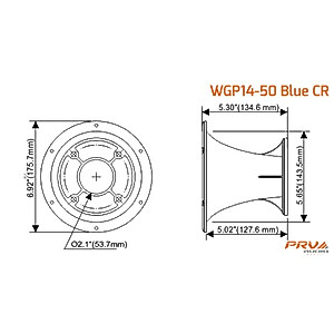 PRV AUDIO 2 Inch Exit Horn Waveguide WGP14-50 BLUE CR for Bolt On Compression Drivers - UV Resistant Chrome Finish Driver Guide - Blue Chrome Color (Single)