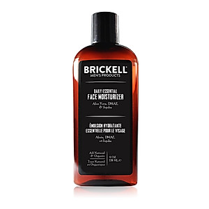 Brickell Men's Daily Essential Face Moisturizer for Men, Natural and Organic Fast-Absorbing Face Lotion with Hyaluronic Acid, Green Tea, and Jojoba, 4 Ounce, Unscented