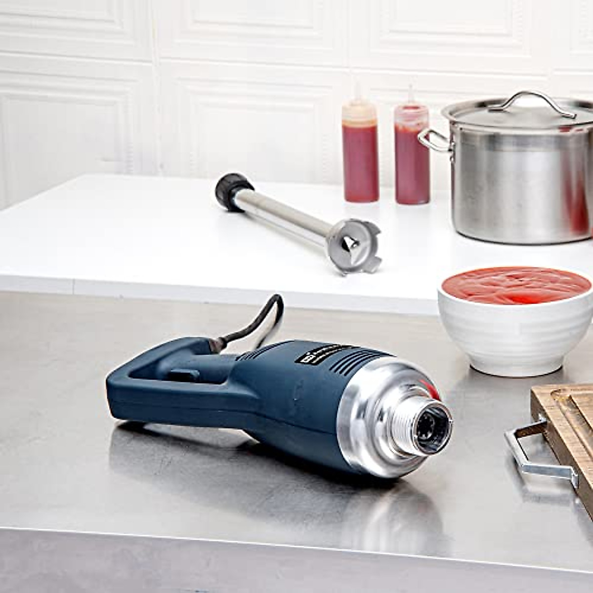 Restaurantware Hi Tek Blue Immersion Blender - Variable Speed, 1 1/4 HP, Heavy Duty - 1 count box