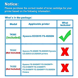 LCL Compatible Toner Cartridge Replacement for Kyocera TK362 TK-362 1T02J20US0 FS-4020DN (2-Pack Black)