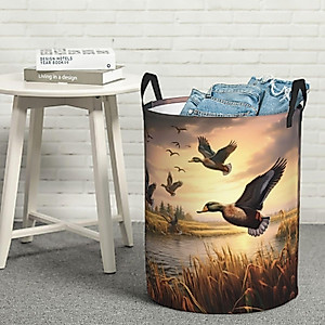 Hunting Flying Mallard Ducks Laundry Hamper,Portable Clothes Hampers,Storage Basket Toys Storage Organizer For Home Dorm