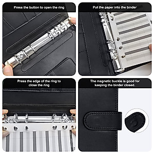 45 Pcs Budget Binder with Zipper Envelopes,PU Leather Money Organizer for Cash Bills Coupon Card, Budget Planner for Saving Money,Cash Envelopes for Budgeting,Money Saving Binder,Marble Black