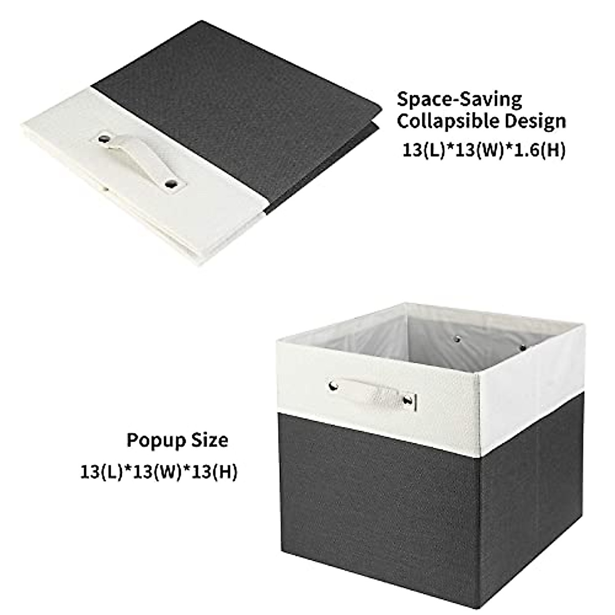 Awekris Foldable Storage Bin Basket Set [3-Pack] Cube Bins Fabric Storage Basket [3-Pack] 13x13x13 inch Collapsible Storage Box Organizer with Handles for Cubby Shelf Nursery Home Closet Large