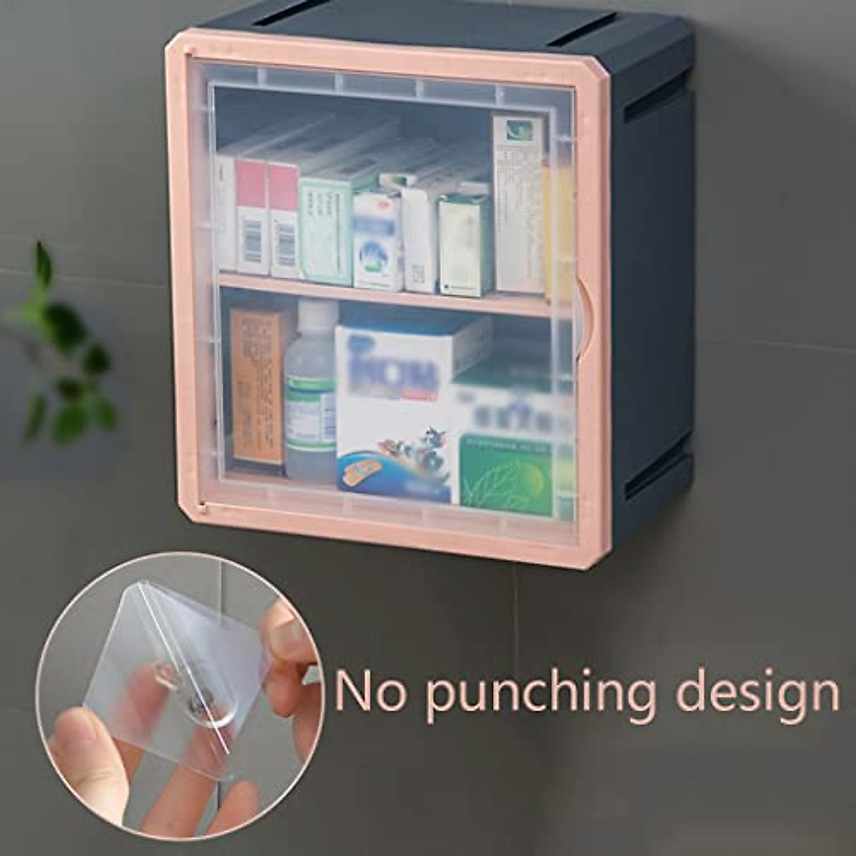 Medicine Box Wall-Mounted Medicine Cabinet Household Multi-Layer Free Movement of Compartments Non-Porous Wall Mount Plastic (Without Medicine)