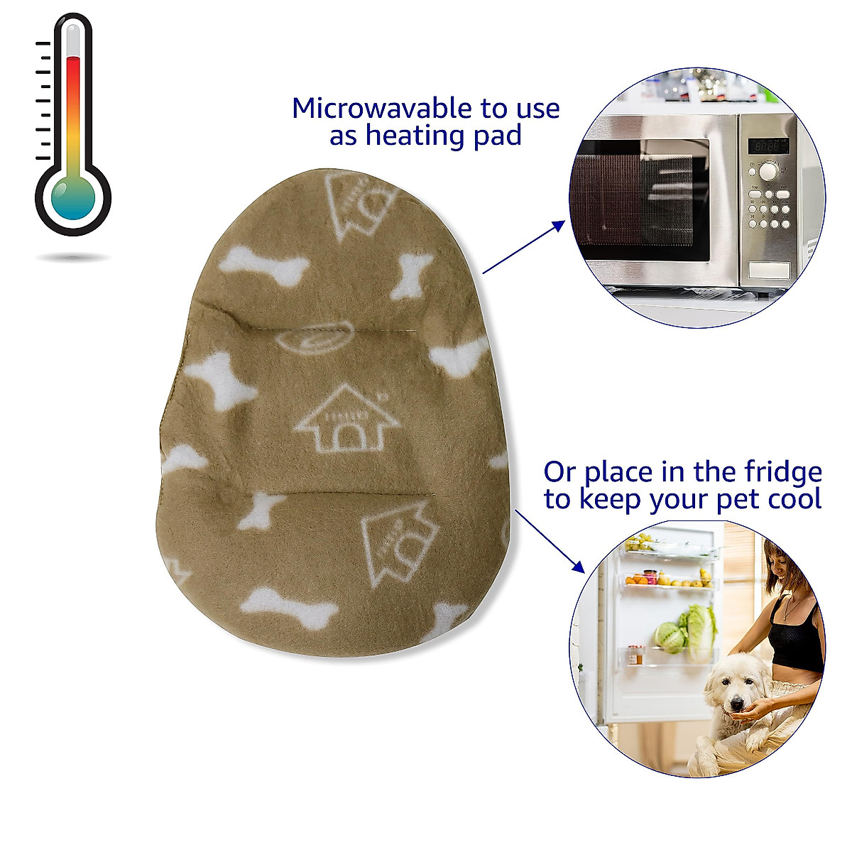 Pet Fit For Life Heartbeat Dog Toy with Heat for Calming Anxiety - Puppy Sleep Aid with USB Rechargeable Heart Beat Simulator and Reusable Heating/Cooling Pad Insert - Extra Large