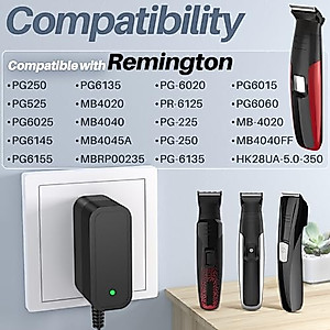 5 V Power Supply for Remington Shaver Charger Cord for Remington Beard Trimmer PG6025 PG250 PG525 PG6145 PG6155 PG6135 PG6015 PG6060 MB4040 MB4045 Shaver for Men Charger for Remington Replacement