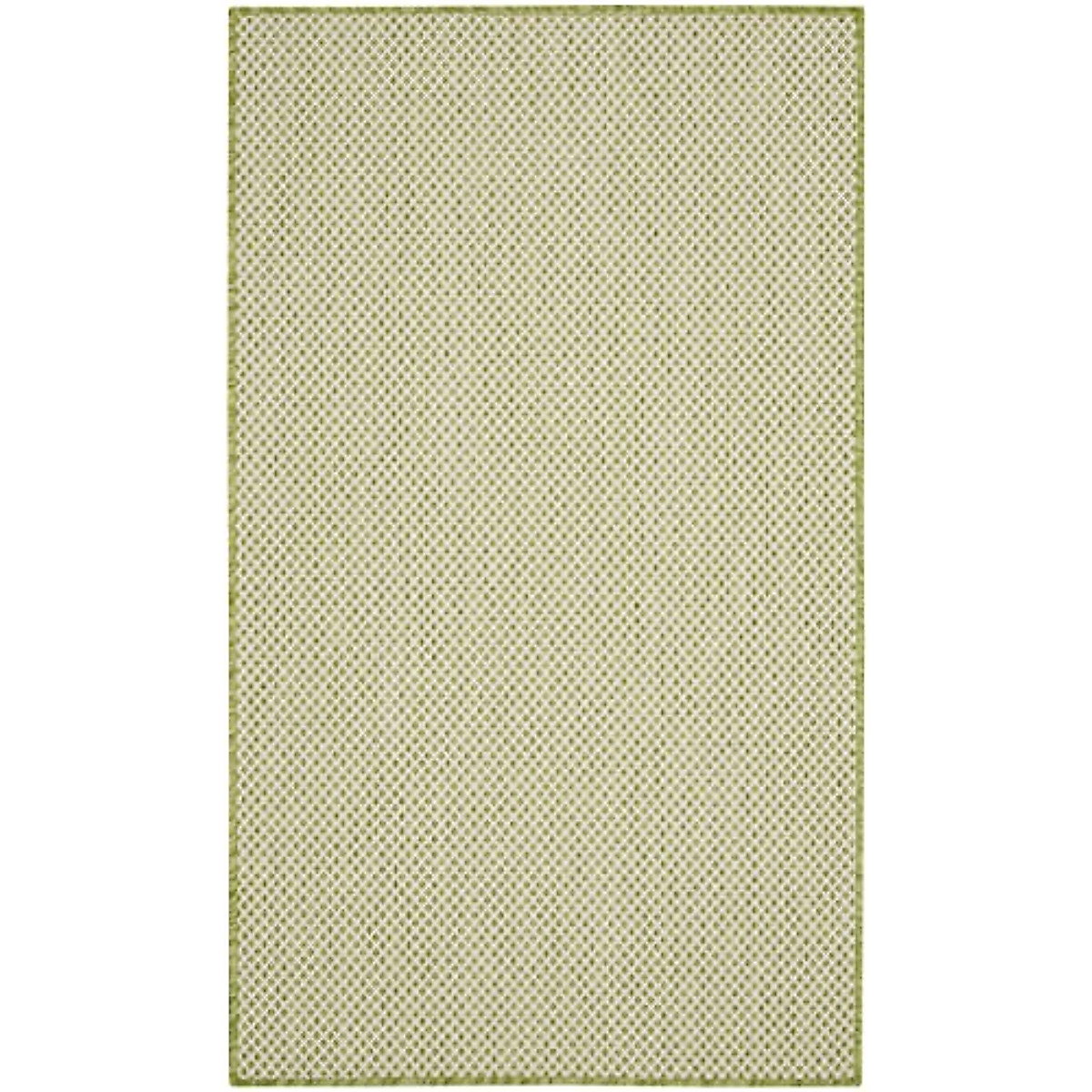 Nourison Courtyard Indoor/Outdoor Ivory Green 3' x 5' Area Rug, Easy Cleaning, Non Shedding, Bed Room, Living Room, Dining Room, Kitchen (3x5)