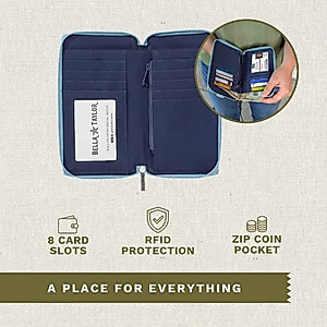 Bella Taylor Cell Phone Wristlet Wallet for Women with Smartphone Pocket and RFID Protection, Delicate Floral Blue