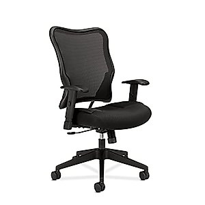 HON Wave Office Chair High Back Mesh Ergonomic Computer Desk Chair - Adjustable Arms & Pneumatic Seat Height, Synchro-Tilt Tension Lock Recline, Comfortable Cushion, 360 Swivel Rolling Wheels - Black