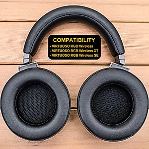 Virtuoso XT Earpads - Compatible with Virtuoso RGB Wireless SE Gaming Headset, with Microphone Foam I Thicker Memory Foam Replacement Ear Cushion (Black)