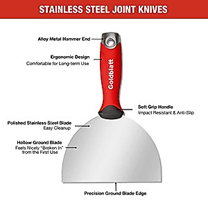 Goldblatt Premium Drywall Hand Tool Kit - 13” Aluminum Hawk & 6” Stainless Steel Joint Knife