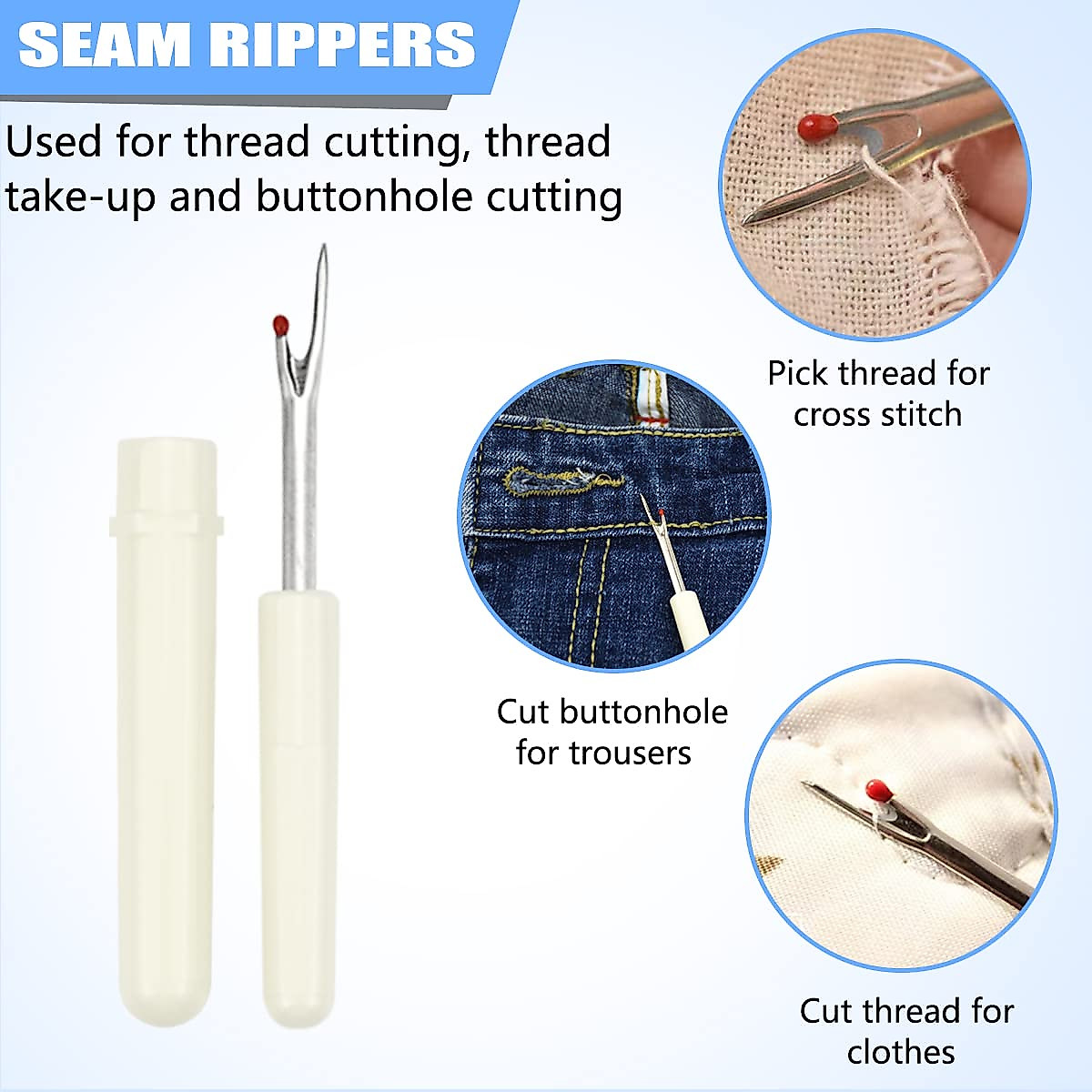 Needle Threaders Tool Set 19 in 1 for Hand Sewing, Sewing Machine, DIY (5 Pcs Gourd Shaped Threaders + 5 Pcs Thumb Shaped Threaders + 2 Pcs Drawstring Threaders + 2 Pcs Seam Rippers + 5Pcs Needles)…