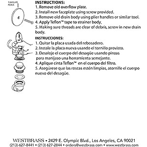 Westbrass Tip-Toe Coarse Thread Tub Trim Set with 1-Hole Overflow Faceplate, Matte Black, R93-62, 1-Pack