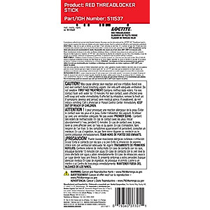 Loctite 268 Red Threadlocker Glue Stick: All-Purpose, High-Strength, Anaerobic, for Heavy-Duty Applications, Works on All Metals | Red, 9 Gram Wax Stick (PN: 37701-511537)