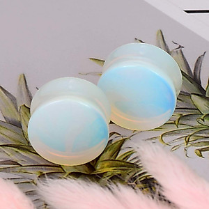 Stuppendux Opal Protein Stone Flared Flexied Ear Tunnels Expander Plugs Stretcher Kit Gauge 7/8" 22MM