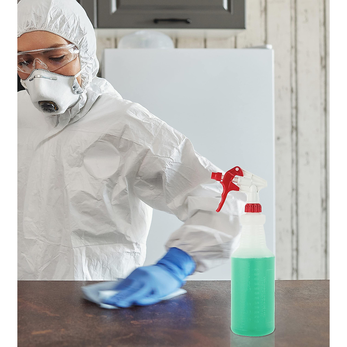 Decony Heavy Duty Replacement Trigger Sprayer Nozzles Industrial and Commercial Cleaning Chemical Resistant for 16oz / 32oz Spray Bottle W/Adjustable 9.25" Dip Tube for 28/400-12 pc.