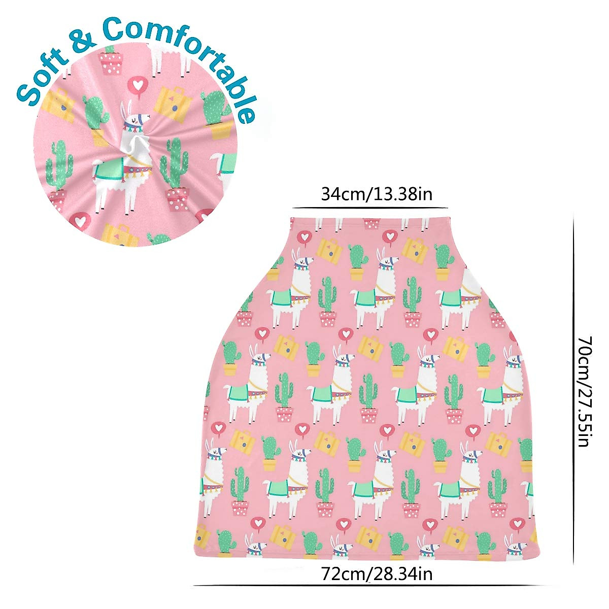 Nursing Cover Breastfeeding Scarf, Pink Lama Cactus Car Seat Covers for Babies Infant, Stroller Cover, Carseat Canopy for Boys Girls