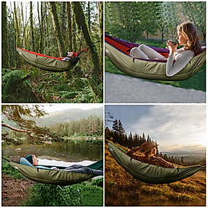 Night Cat Hammock Underquilts Sleeping Bag Single Insulated Under Blanket for Hammock 4 Seasons Lightweight Soft Warm 5-20℃ 8x3.6ft Army Green