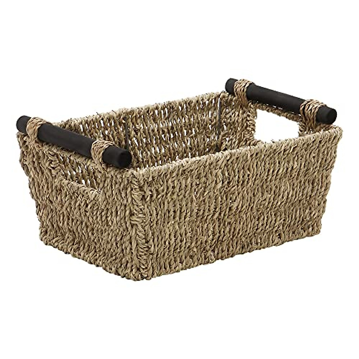 JVL Seagrass Set of 3 Tapered Storage Baskets with Wooden Handles