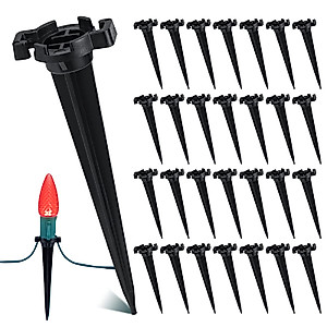 100-Pack Plastic Light Stakes, 4.5 Inch Christmas Yard Stakes for C7 C9 Christmas Lights Outdoor, Universal Light Stakes for Outdoor Holiday Lights Use on Garden Lawn Patio Path Walkway – Black