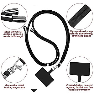 UBITREE Universal Phone Lanyard, Crossbody Cell Phone Lanyards Multifunctional Nylon Patch Adjustable Shoulder Neck Strap Compatible with Most Smartphones Black