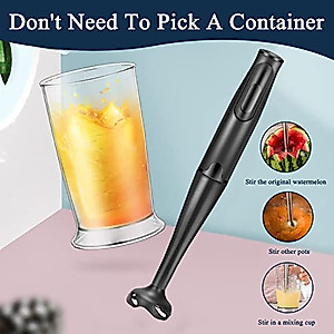 TIKABABA Electric Hand Immersion Blender with 400W Turbo Mode,mixing Smoothies,Purees,Soups,Sauces by 2 Stainless Steel Blades(Black)