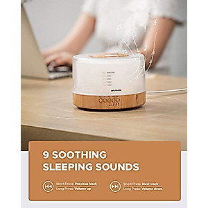 muson Essential Oil Diffuser Sound Machine Combo Diffuser for Aromatherapy Fragrant Oil Cool Mist Humidifier with Natural Sound Music & Warm Night Light, Auto Shutoff, White