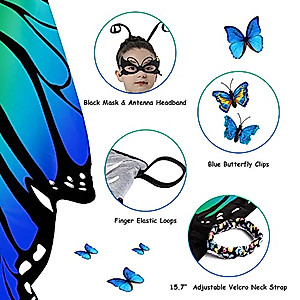 Tibeha Halloween Butterfly Wings for Women - Girls Kid Adult Costume Cape, Mask, Antenna Headband