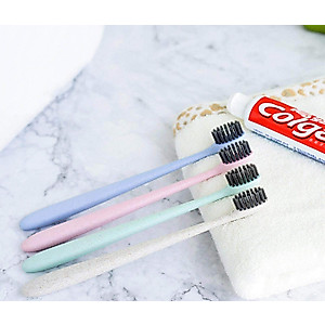 TeenFighter 10Pcs Family Pack Eco-Friendly Small Head Wheat Straw Toothbrush, Bamboo Charcoal Soft Bristles Toothbrush for Kids and Adults, Toothbrushes for Sensitive Gums and Teeth, Travel Carry